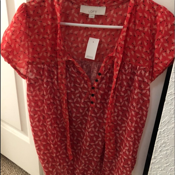 LOFT | Tops | Nwtred Top With Birds From Loft Size Small | Poshmark